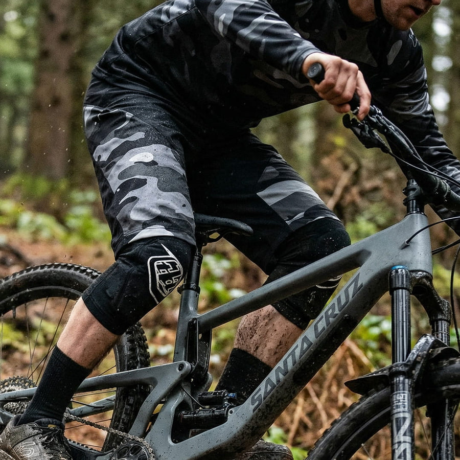 Dark Camo Shield Shorts — Water Repellent MTB Shorts · Odyssey Activewear